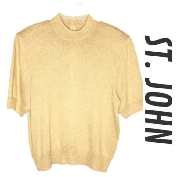 St. John Collection | Tops | St John Basics Gold Shimmer Ss Knit Blouse ...